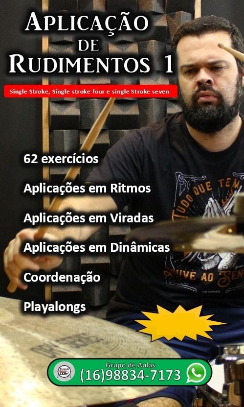 22 – Aplicação de rudimentos 1: Single Stroke – Tocando Bateria do Zero
